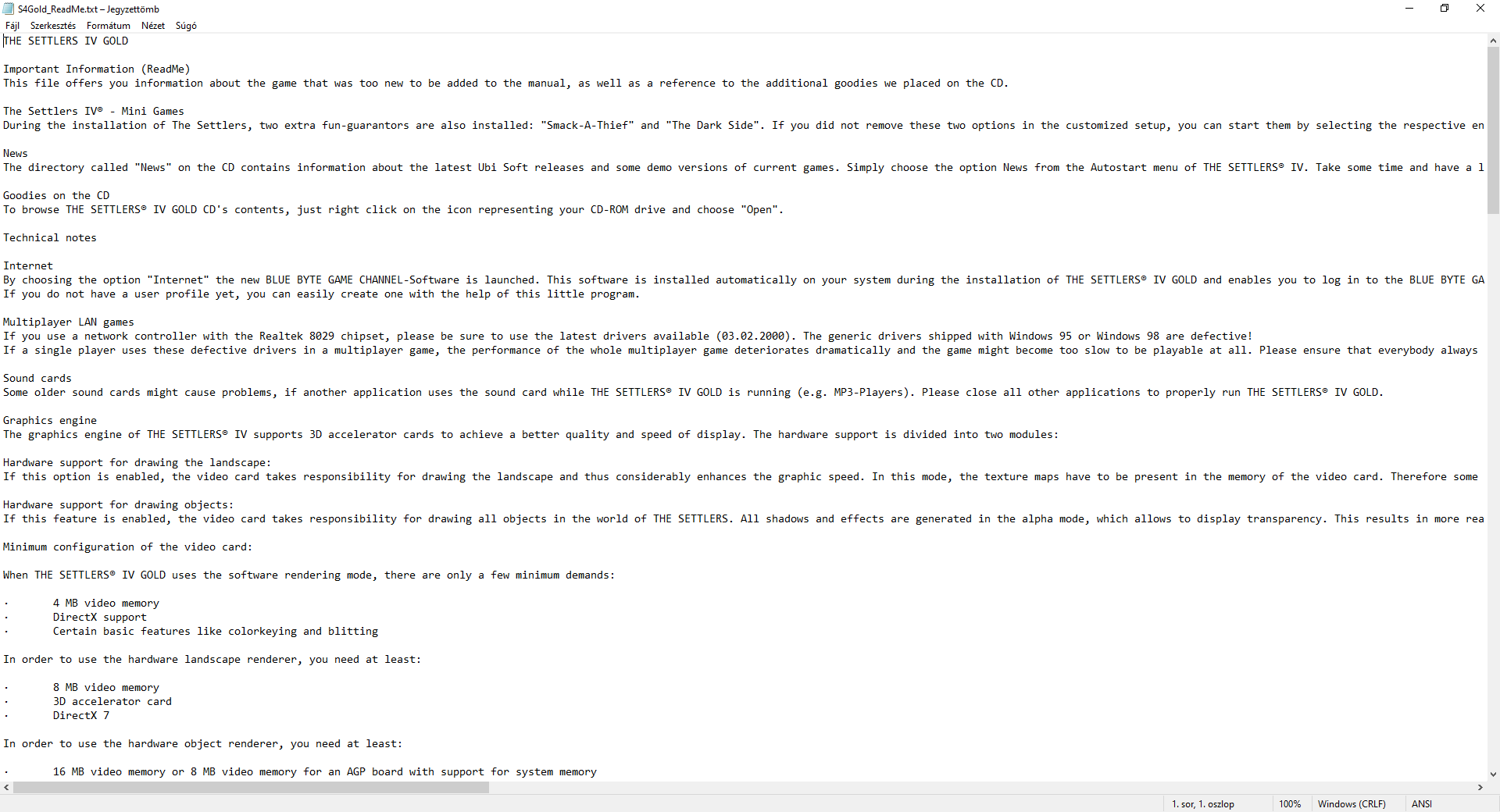 Run Settlers IV in Windows 7 and Windows 10